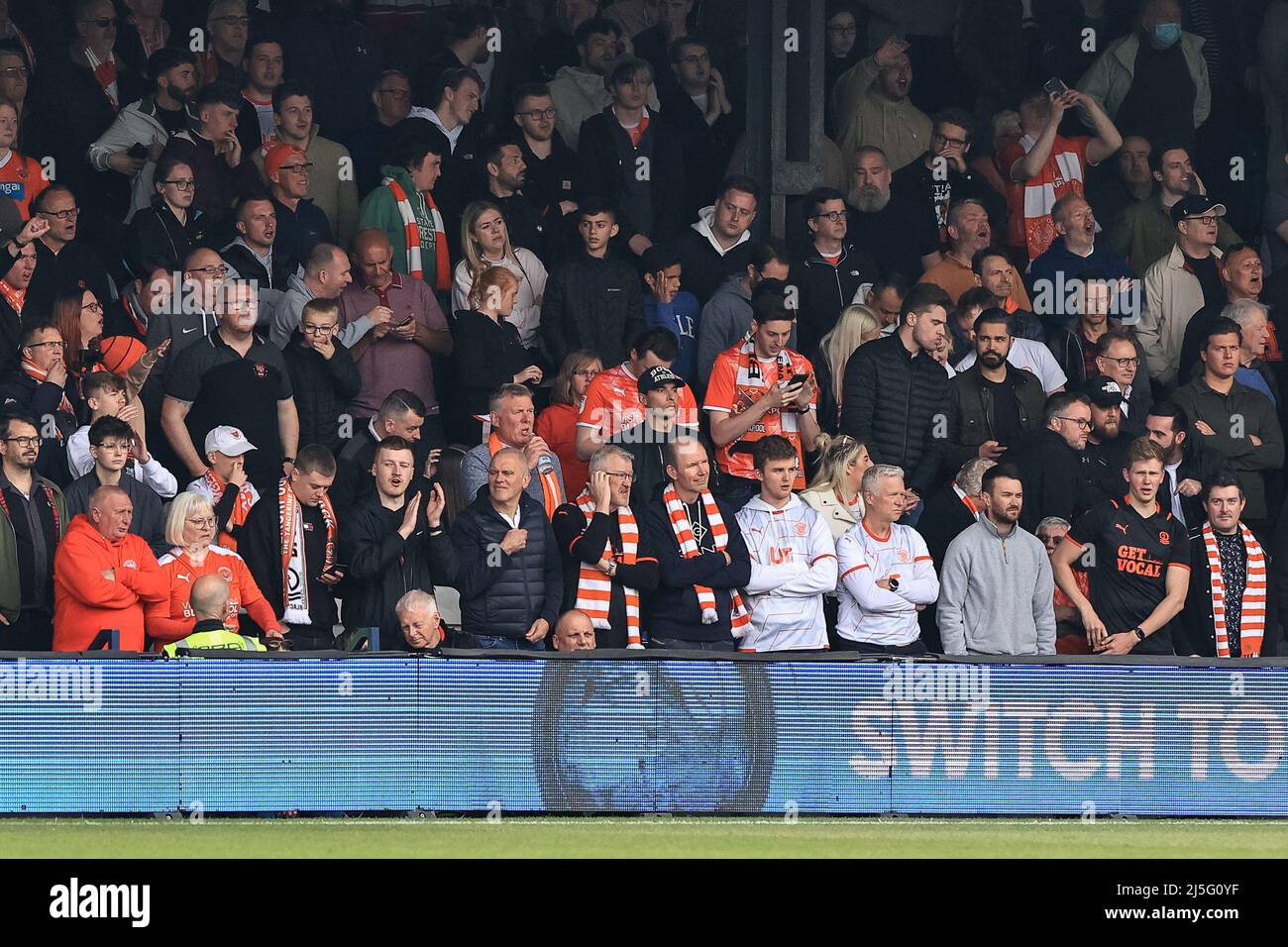 Blackpool fans during the game Stock Photo - Alamy