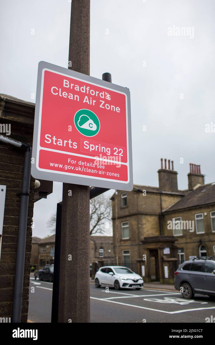 Clean Air signs in Queensbury , West Yorkshire, UK. A Clean Air Zone ...