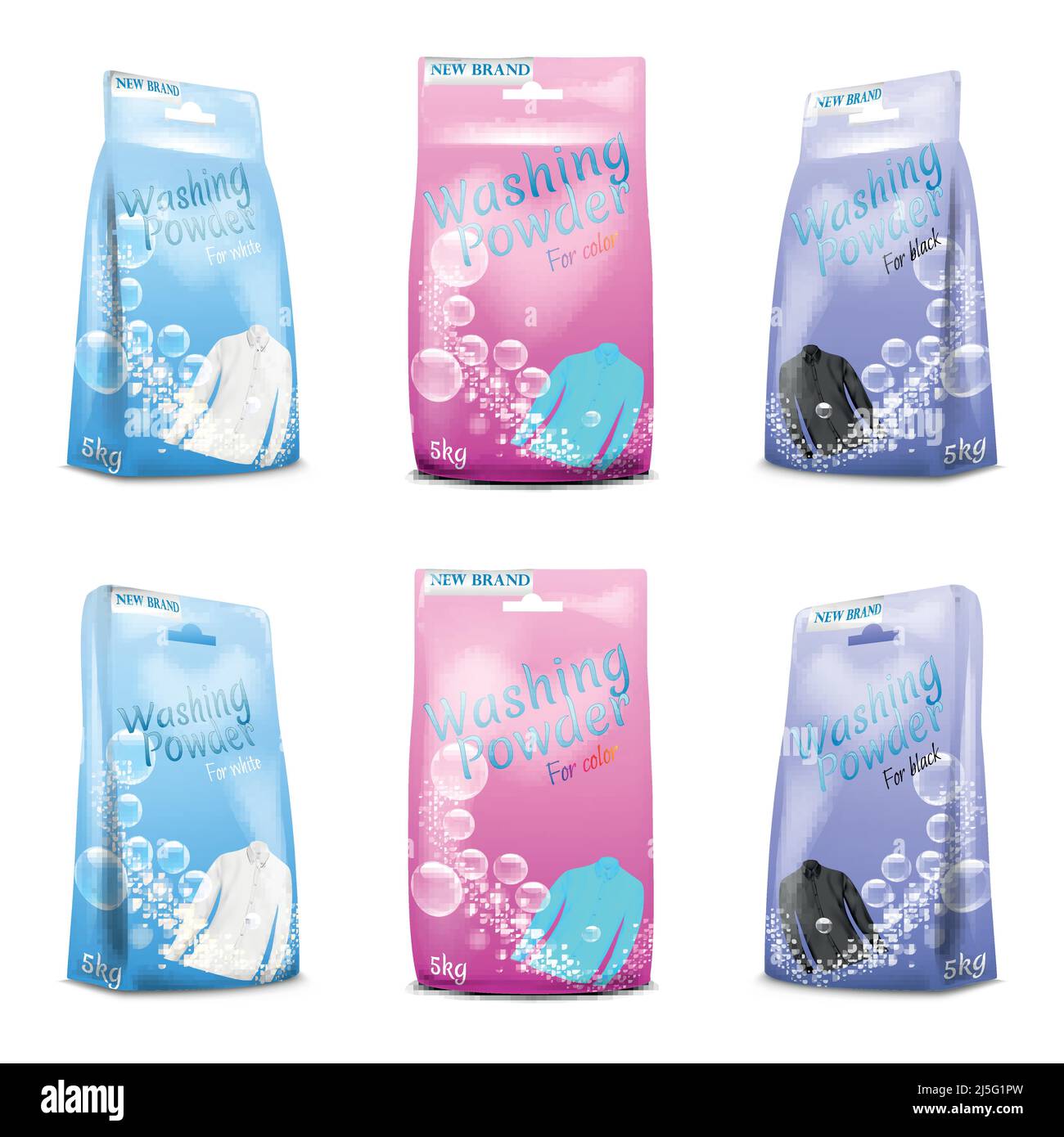 Vector realistic set of washing powder in sachet, paper package for ...