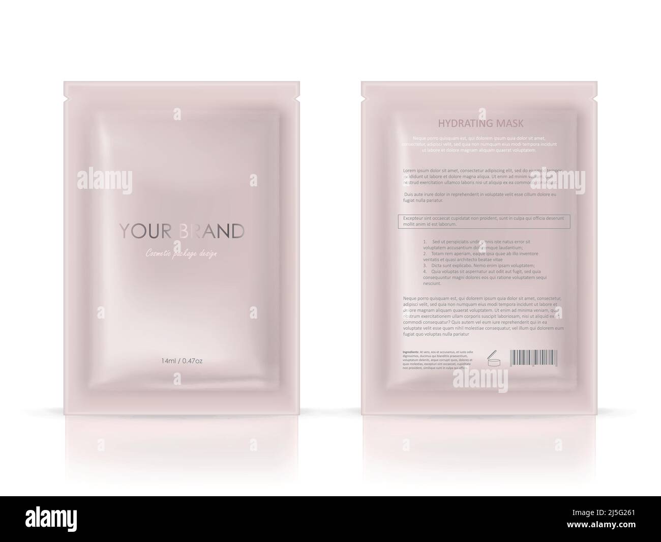 Vector realistic blank package, disposable foil sachet for facial mask ...