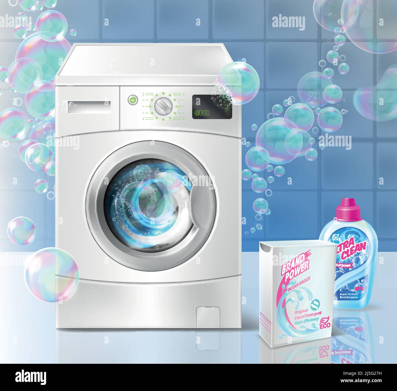 Vector realistic promotion banner of liquid detergent for laundry, with ...