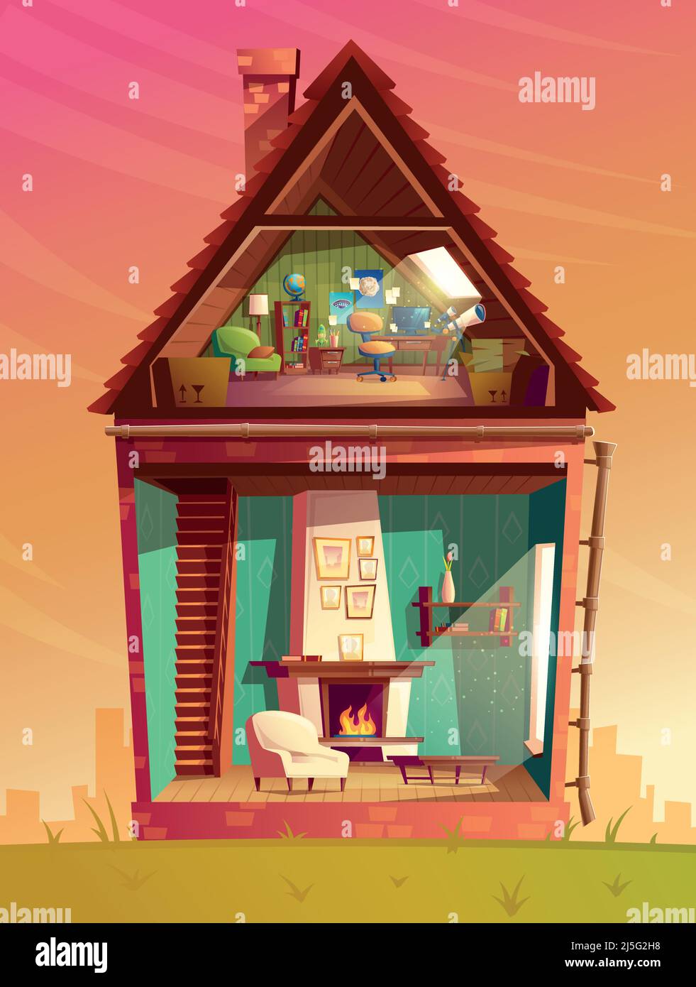 Cutaway section house hi-res stock photography and images - Alamy