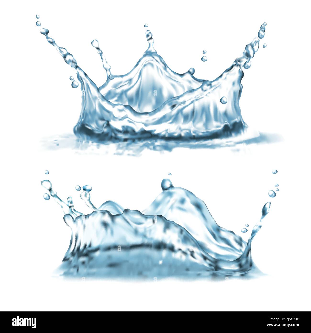 Vector 3d realistic set with water splashes, abstract shapes with ...
