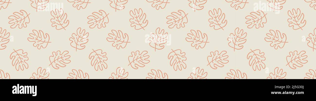 Gender neutral foliage seamless vector border. Simple whimsical 2 tone ...