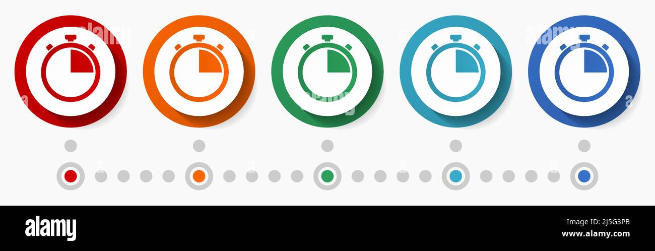 Stopwatch concept vector icon set, infographic template, flat design ...