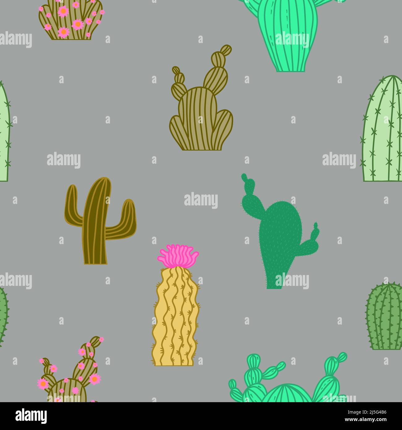 Floral seamless cactus pattern for fabrics and textiles and packaging ...