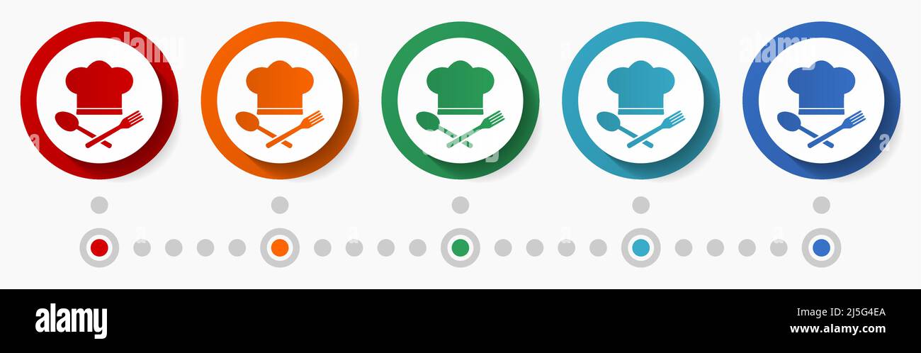 Restaurant, kitchen concept vector icon set, infographic template, flat ...