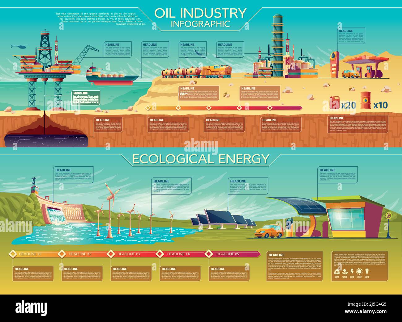 Vector oil industry ecological energy infographics presentation ...