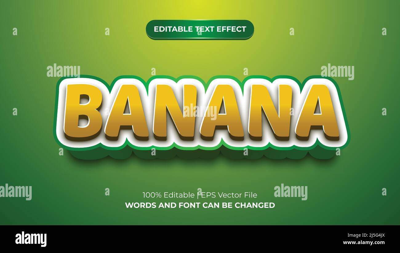 Banana 3d text effect fruit graphic style design Stock Vector Image & Art - Alamy