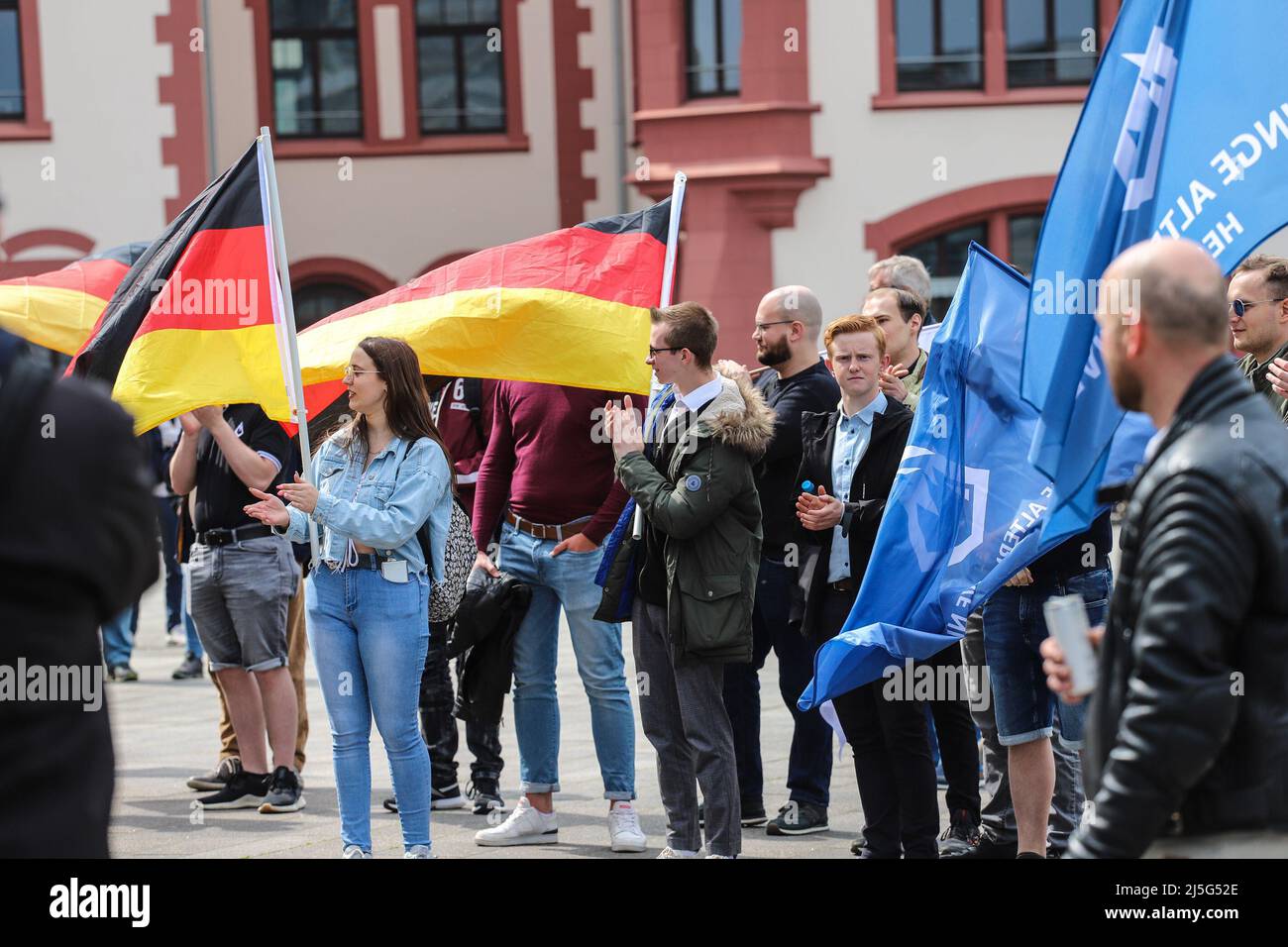 Dortmund, Germany. 23rd Apr, 2022. Members of the "Junge Alternative ...
