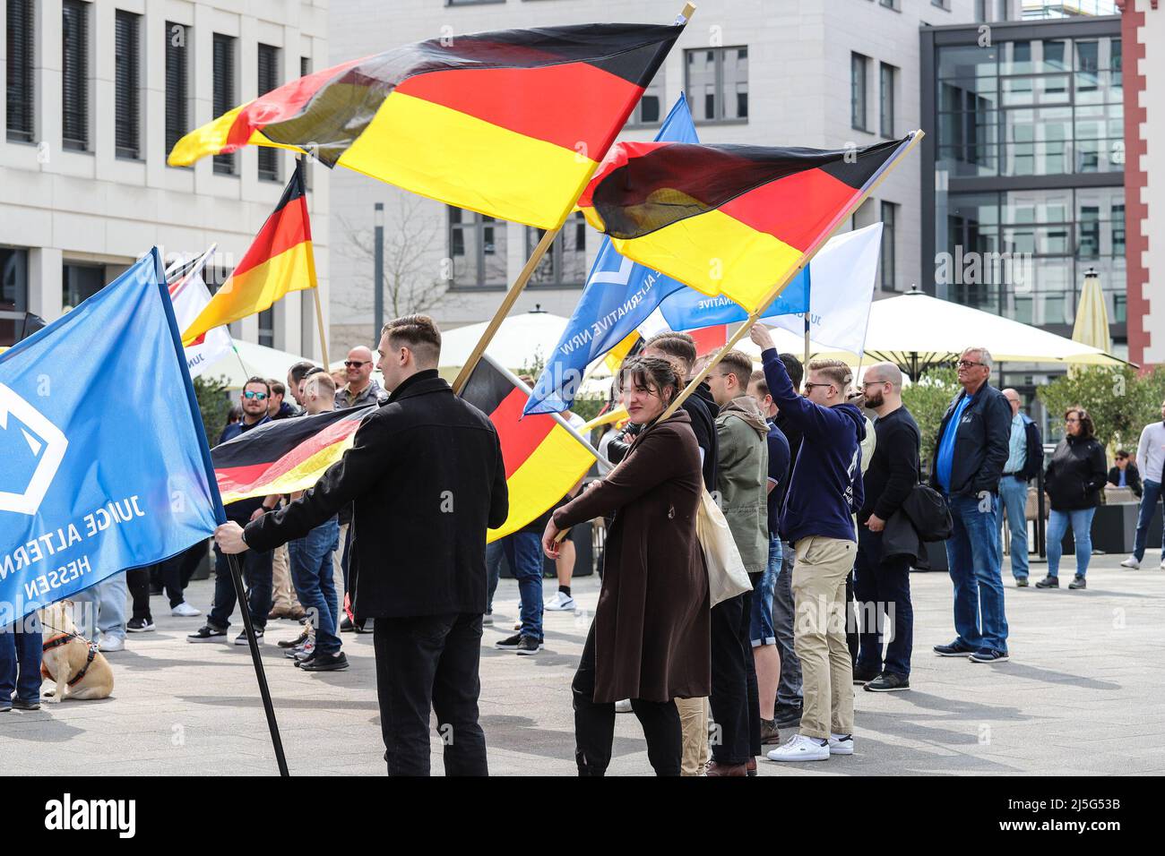 Dortmund, Germany. 23rd Apr, 2022. Members of the "Junge Alternative ...