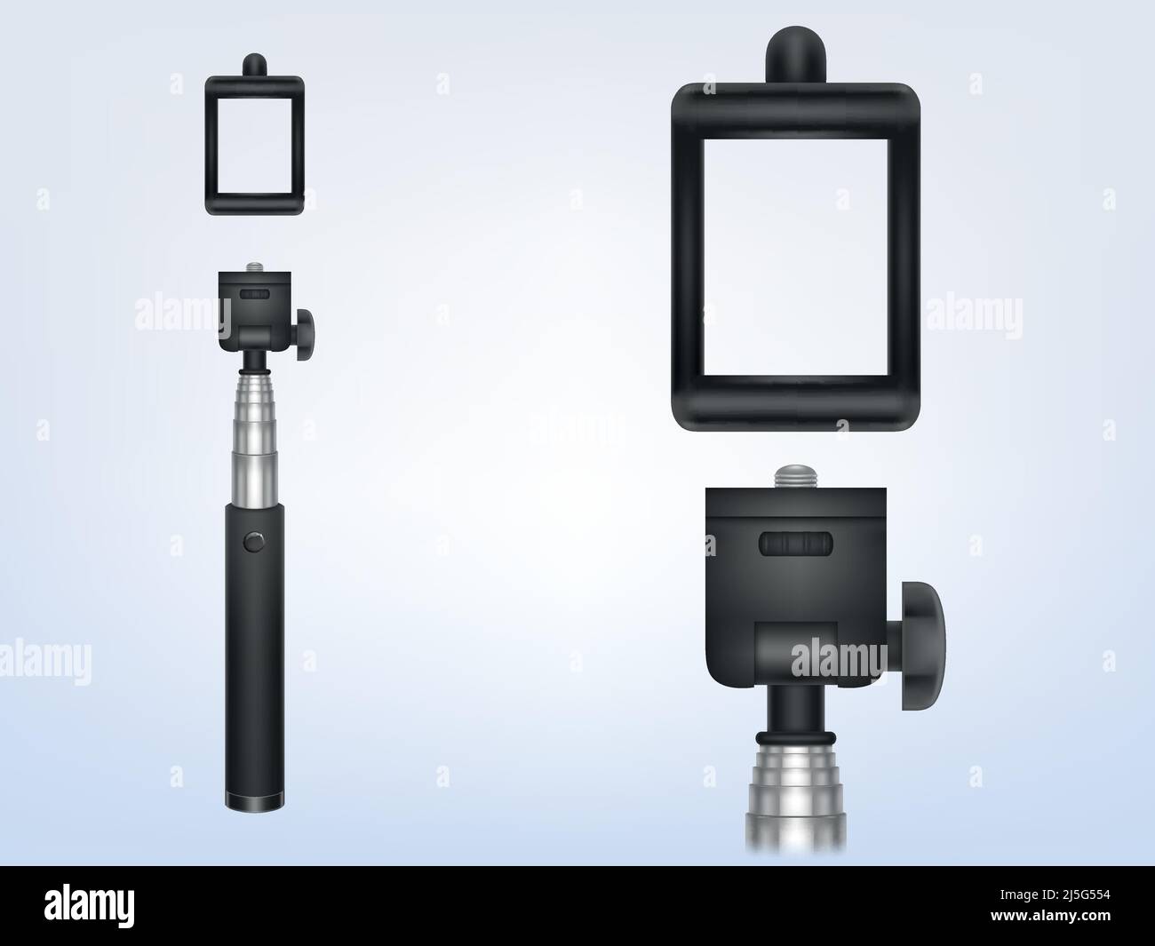 Vector 3d realistic monopod for smartphone, phone holder for photo ...