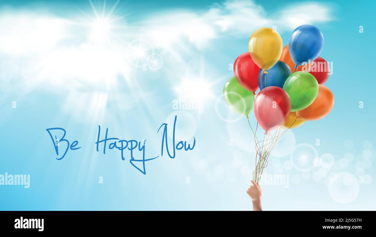 Be happy now, motivational positive vector banner. Inspiring phrase ...