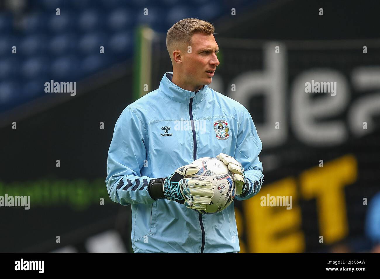 Simon Moore #1 of Coventry City warms up ahead of kick off Stock Photo ...