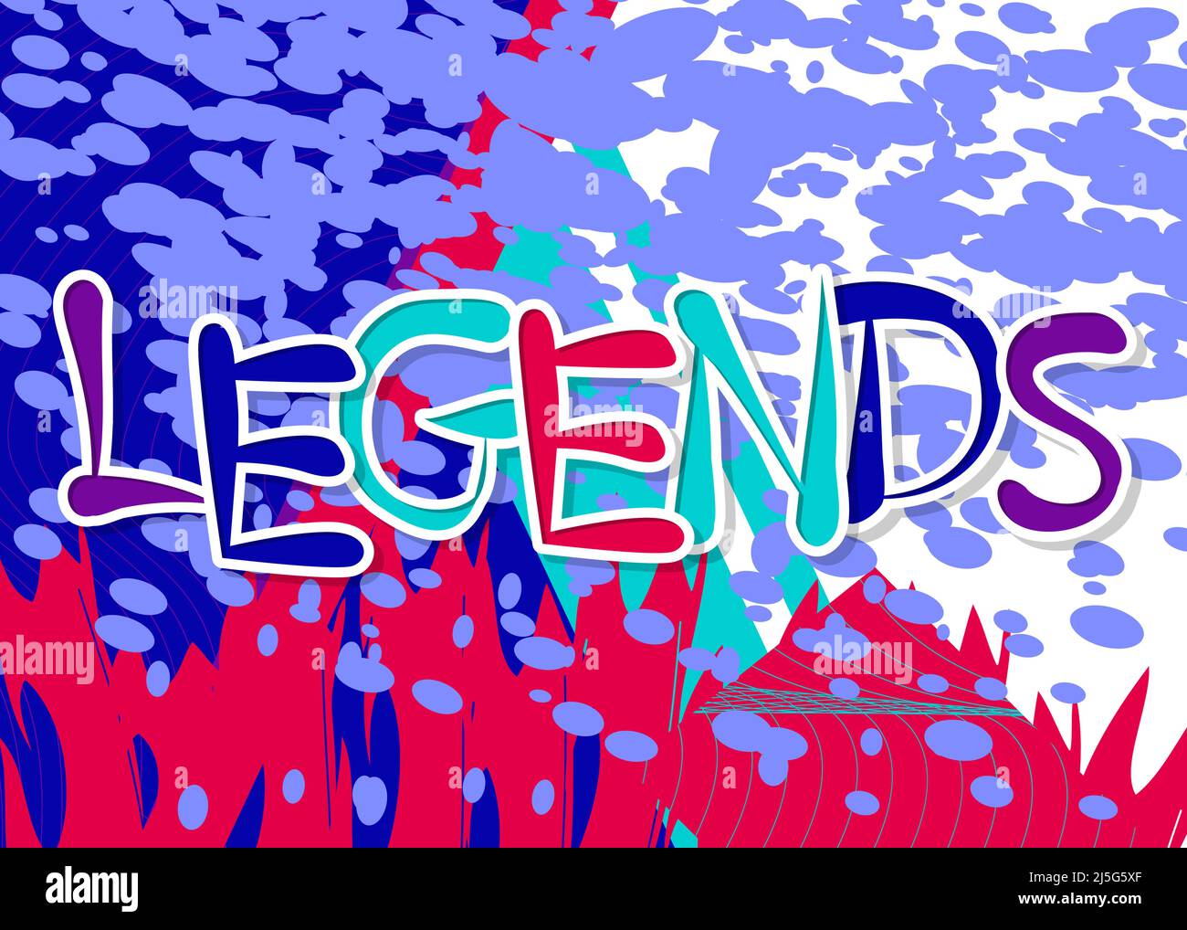 Legends. Word written with Children's font in cartoon style Stock ...