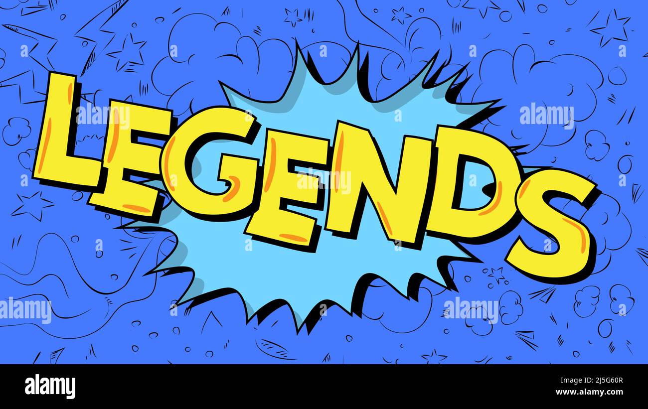 Legends. Word written with Children's font in cartoon style Stock ...