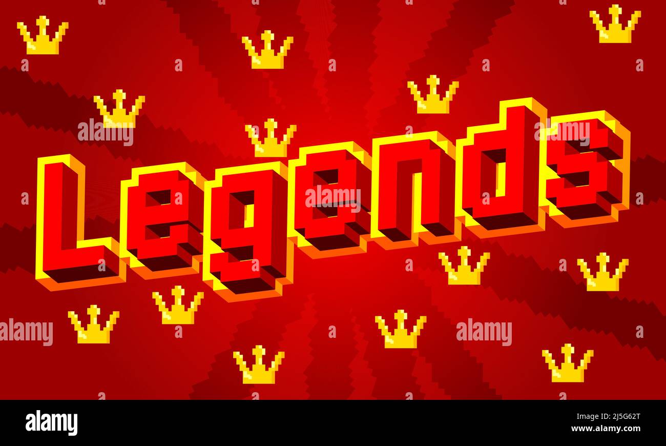 Legends pixelated word with geometric graphic background. Vector ...