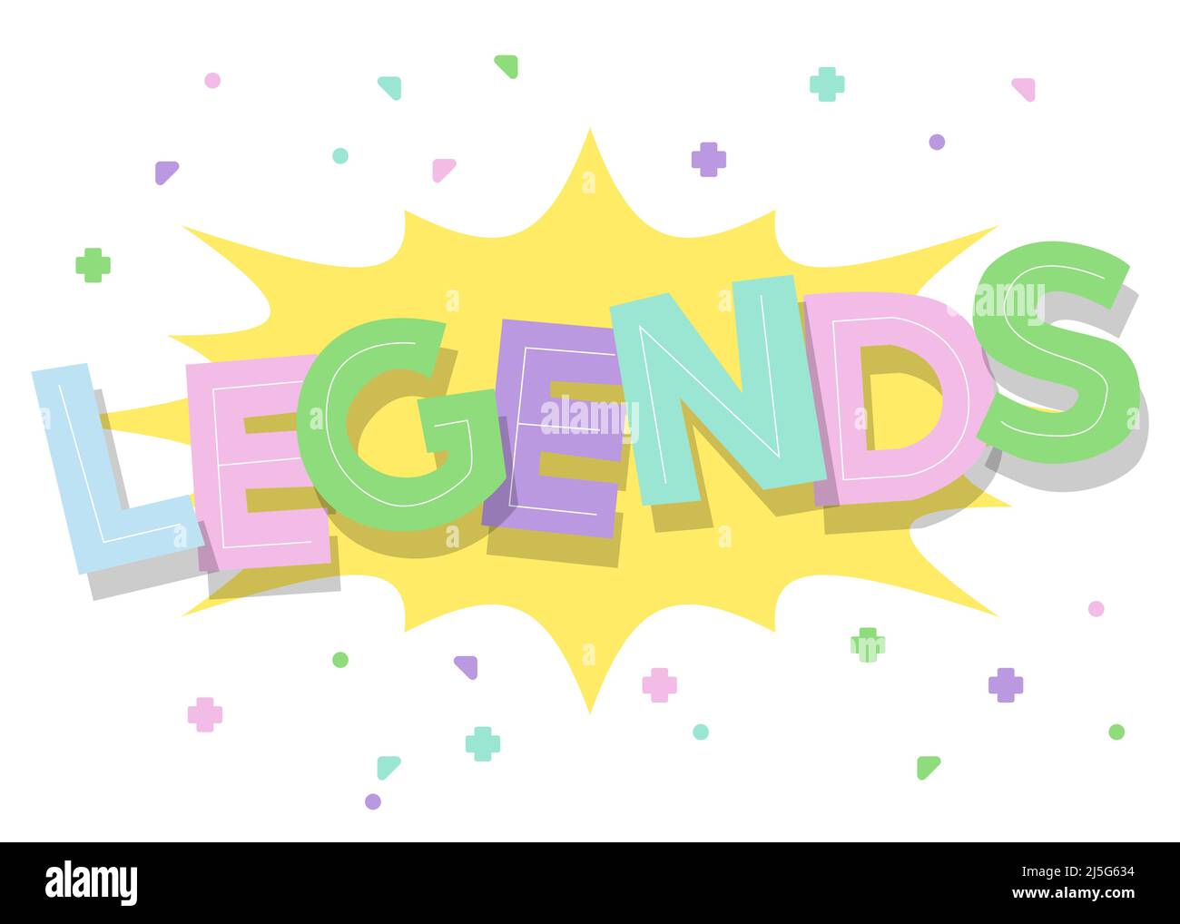 Legends. Word written with Children's font in cartoon style Stock ...