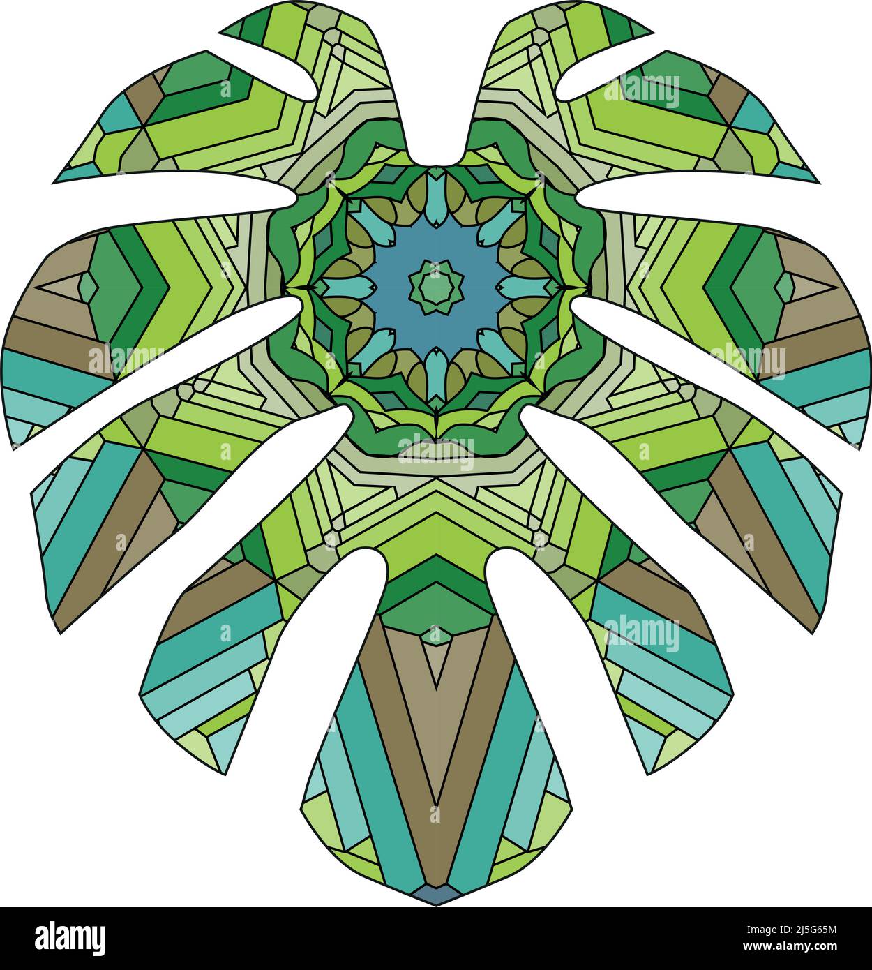 Monstera zentangle styled with clean lines for t-shirt design, tattoo ...