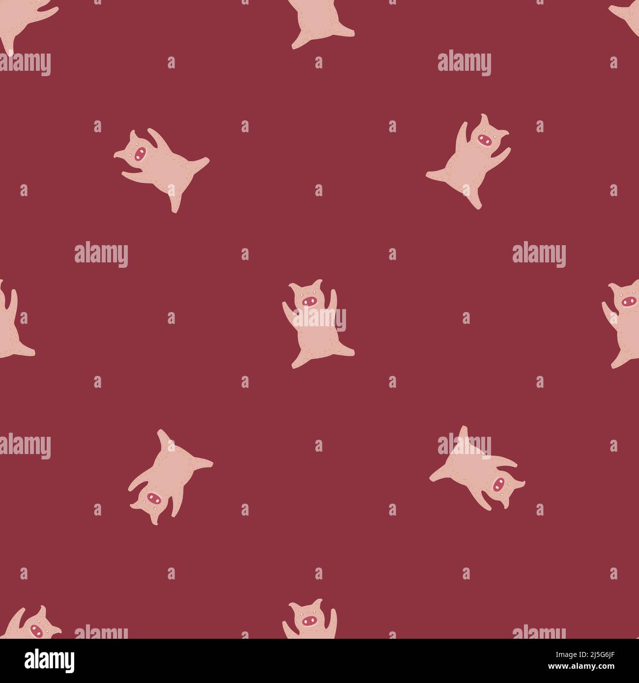 Seamless pattern cute pigs. Background of chubby piggy in doodle style ...