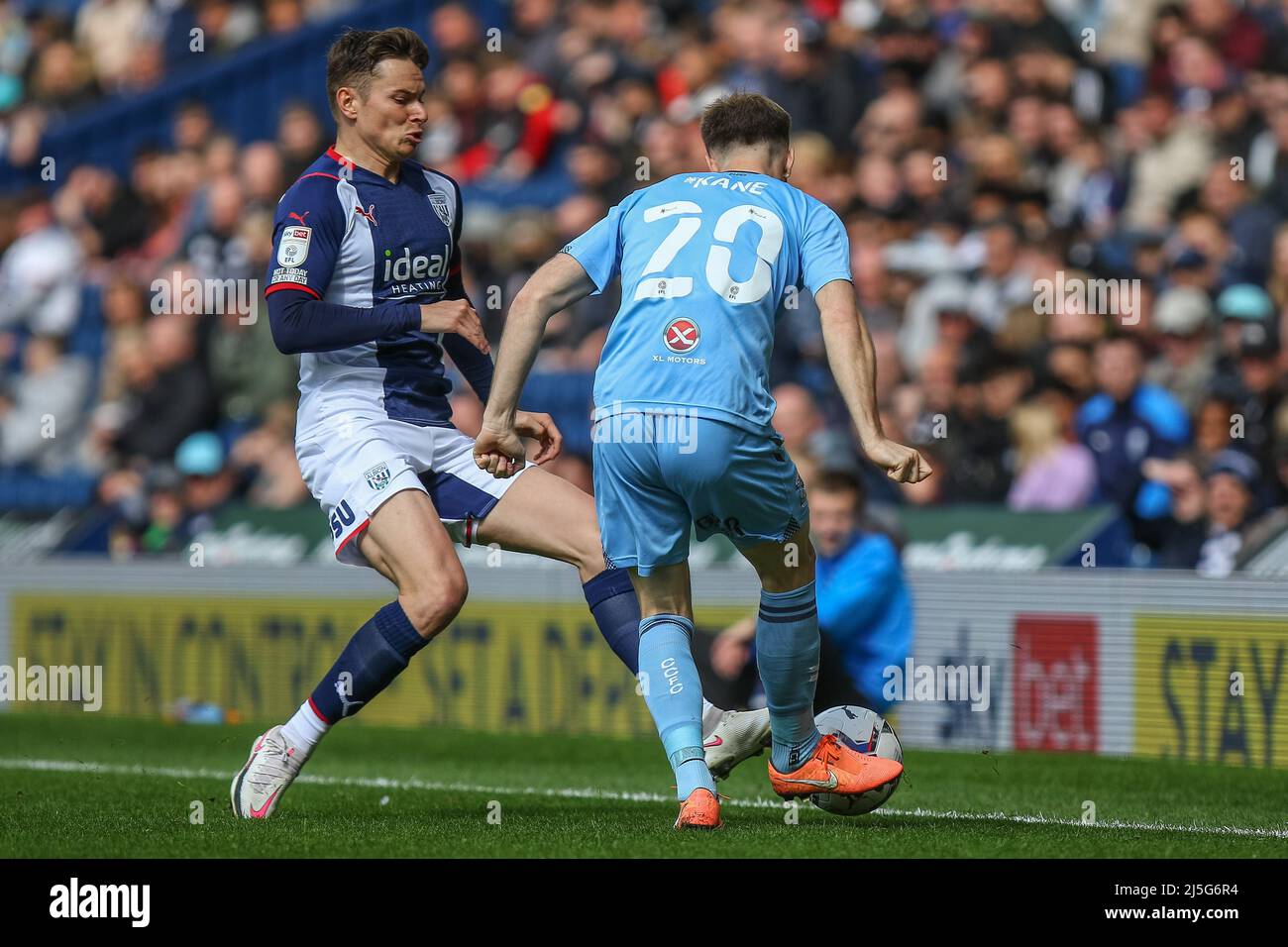 Conor Townsend #3 of West Bromwich Albion tackles Todd Kane #20 of ...