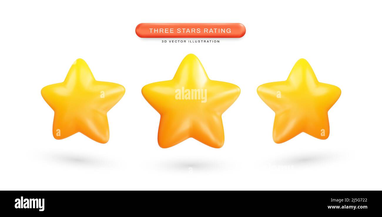 Three stars rating realistic 3d vector illustration Stock Vector Image & Art - Alamy