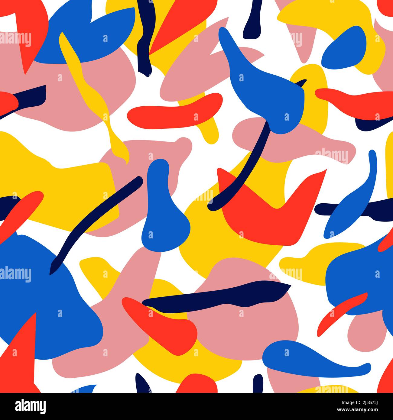 Abstract seamless pattern. Hand drawn doodle shapes, marks and lines ...