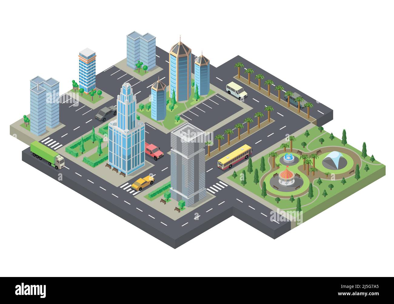 Modern buildings palm trees Cut Out Stock Images & Pictures - Alamy