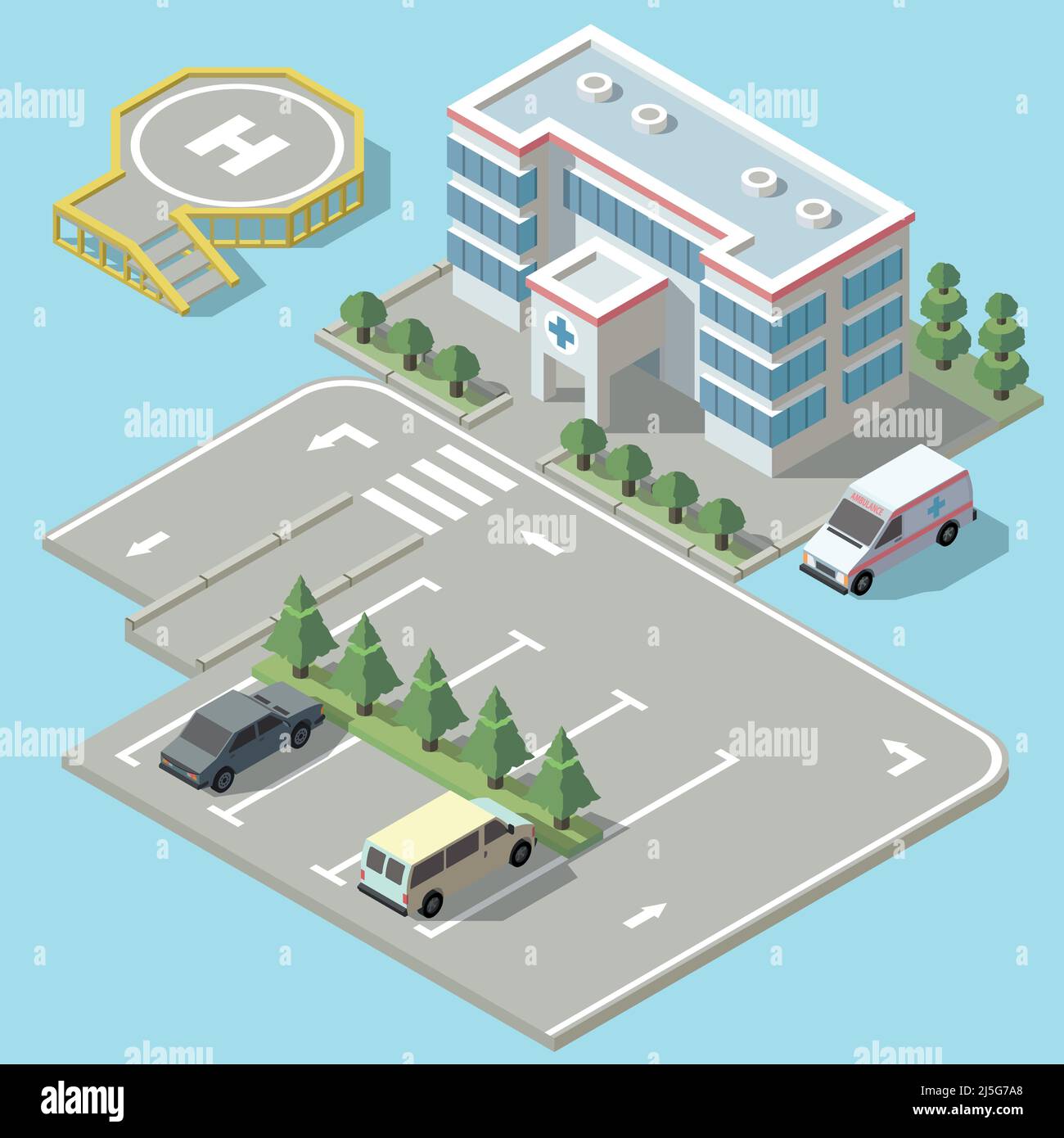 Isometric hospital building ambulance Stock Vector Images - Alamy