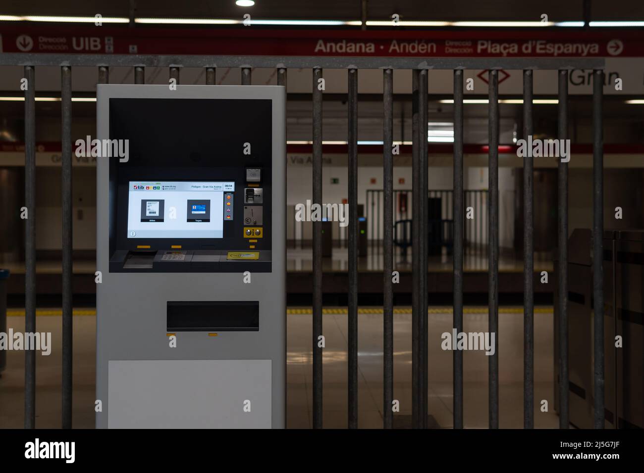 Palma de Mallorca, Spain; april 08 2022: Entrance gate to the subway ...