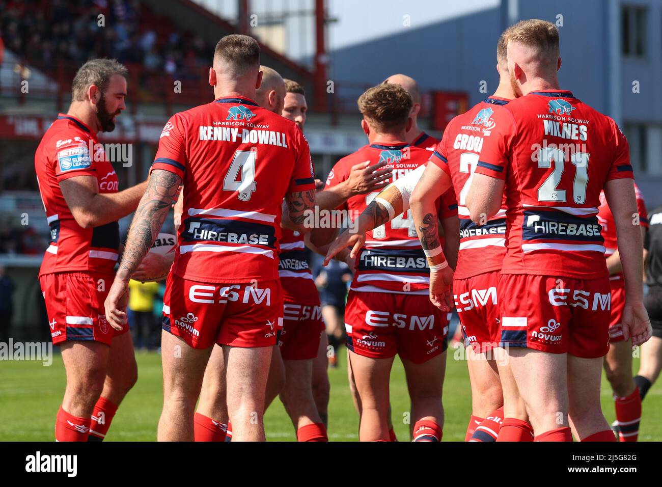 Kane Linnett #12 of Hull KR celebrates his try Stock Photo - Alamy