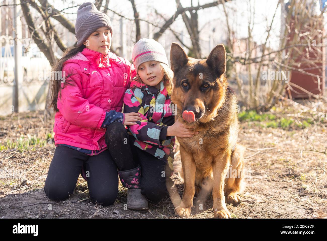 German shepherd with kids hi-res stock photography and images - Alamy