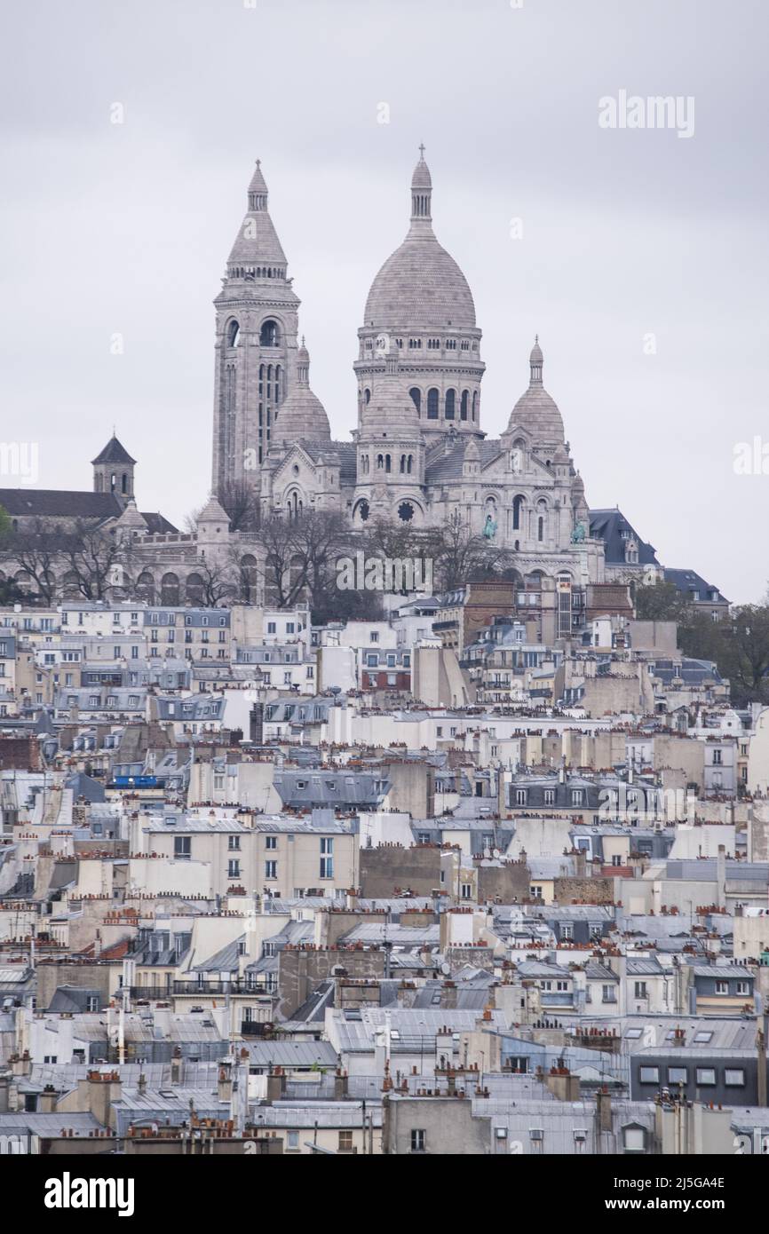 Paris, France: aerial view from the top of the Eiffel Tower with ...