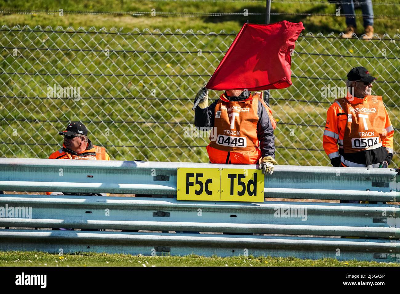 A red flag is seen during the supersport race 1 hi-res stock ...