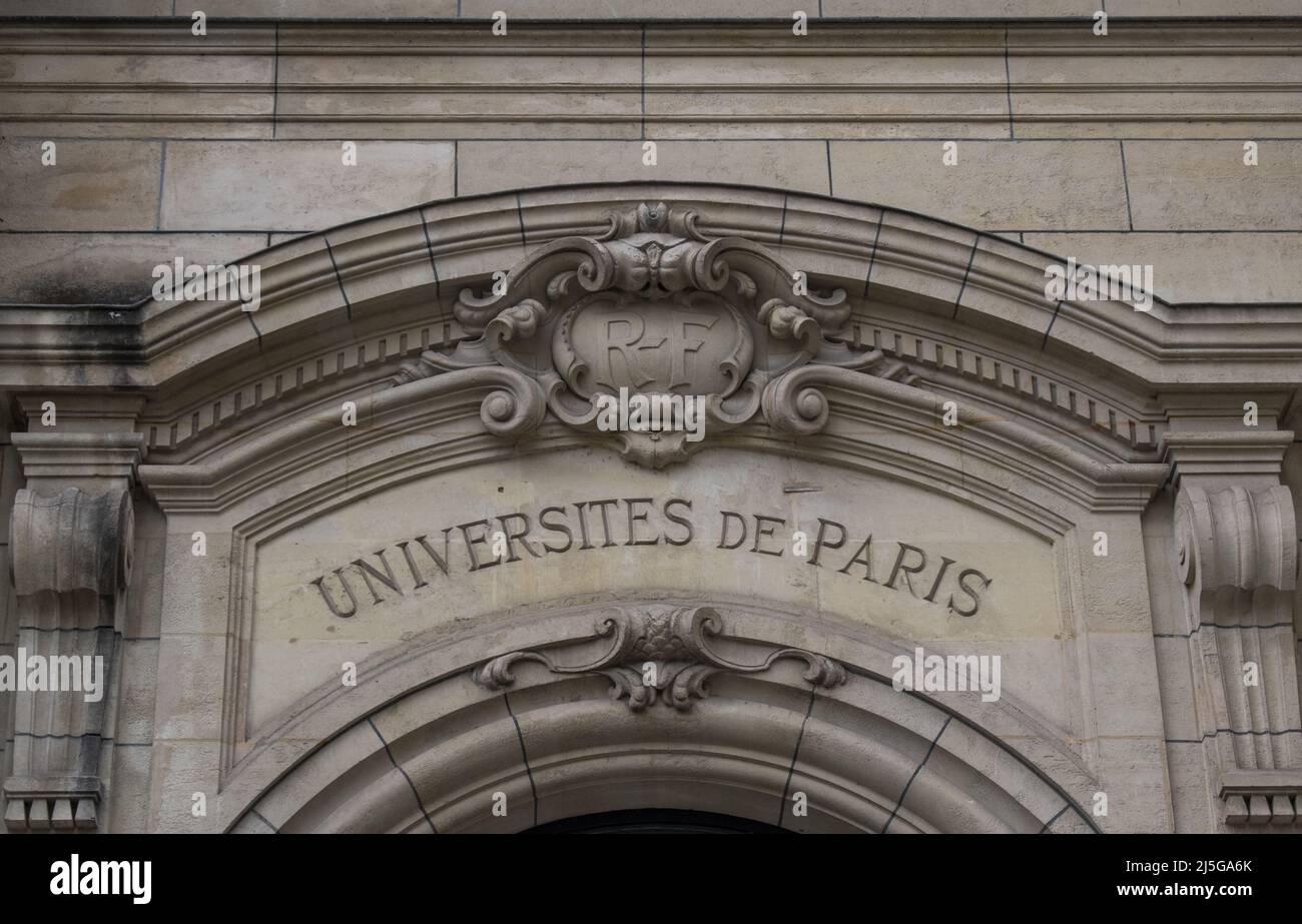 Paris, France: french inscription Universites de Paris (Paris ...