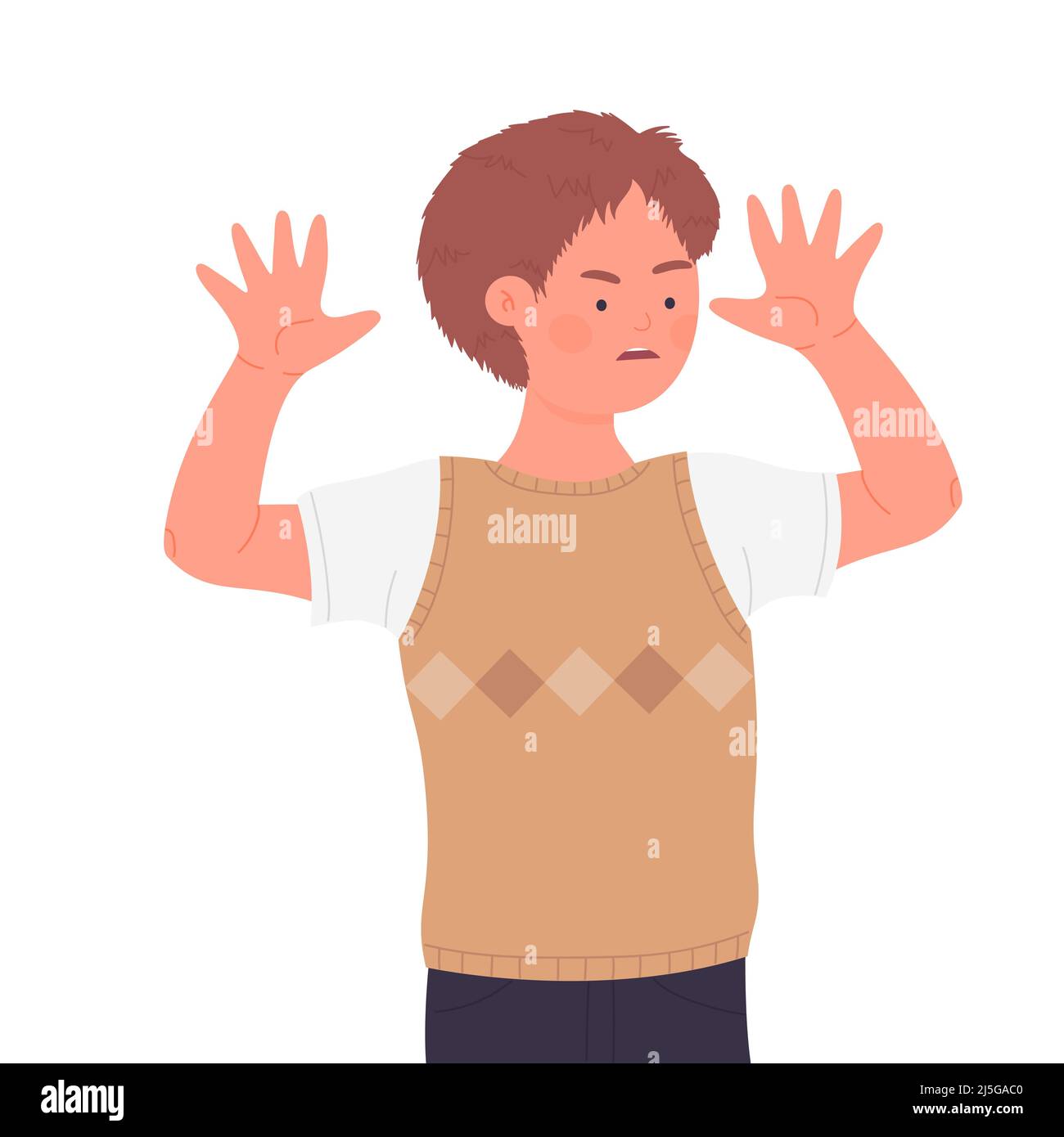 Furious and angry male kid isolated illustration. Cartoon anger face ...