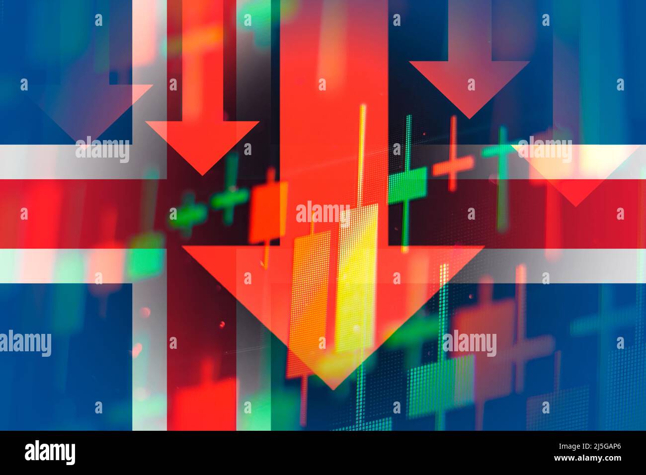Dropping arrows showing decreasing trend in economy in global crisis or ...