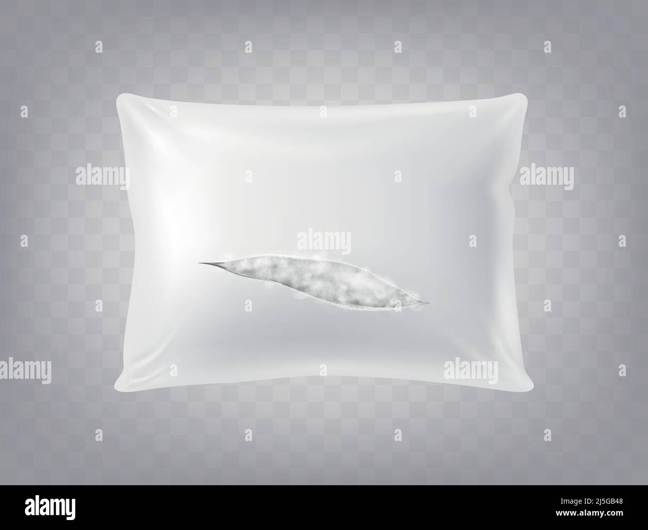 Vector 3d realistic torn square pillow isolated on translucent ...