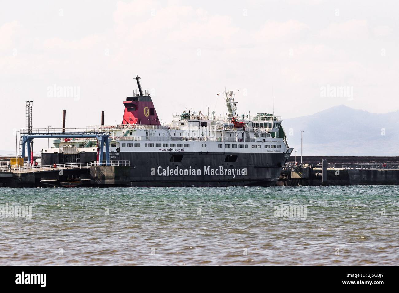 22 April 2022, Troon, UK. The Caledonian MacBrayne ferry, "Caledonian ...