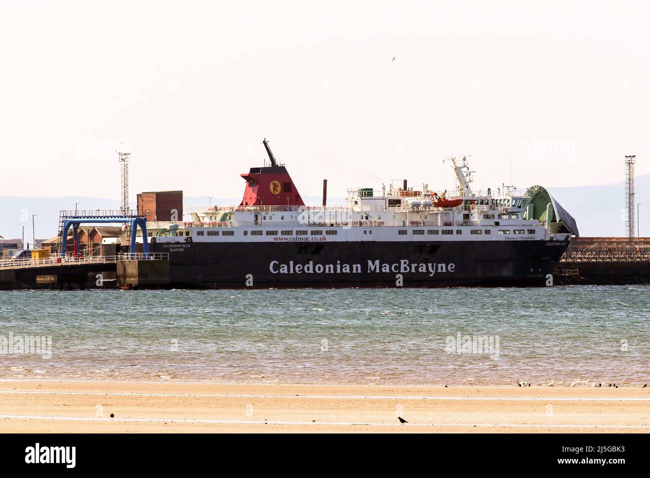 22 April 2022, Troon, UK. The Caledonian MacBrayne ferry, "Caledonian ...