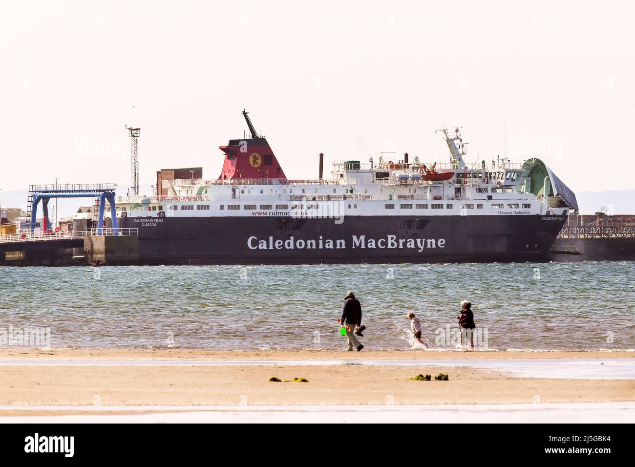 22 April 2022, Troon, UK. The Caledonian MacBrayne ferry, "Caledonian ...