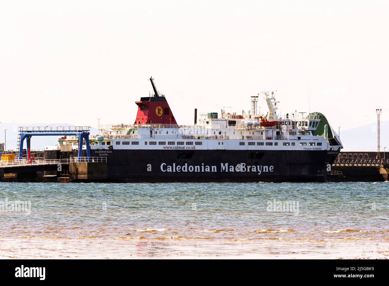22 April 2022, Troon, UK. The Caledonian MacBrayne ferry, "Caledonian ...