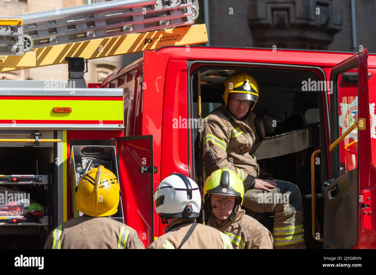 Glasgow, Scotland, UK. 23rd April, 2022. Firefighters from The Scottish ...