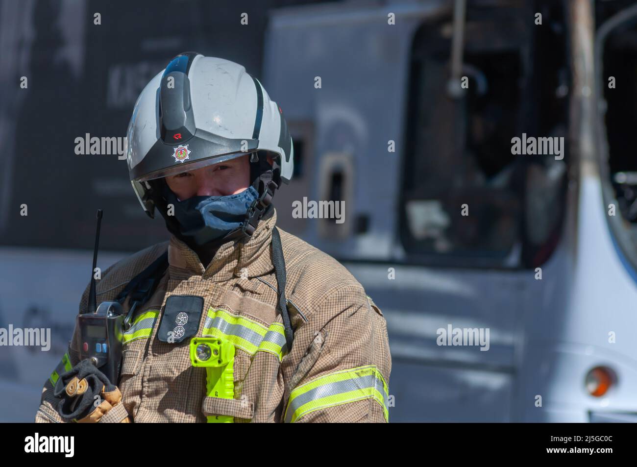 Glasgow, Scotland, UK. 23rd April, 2022. Firefighters from The Scottish ...