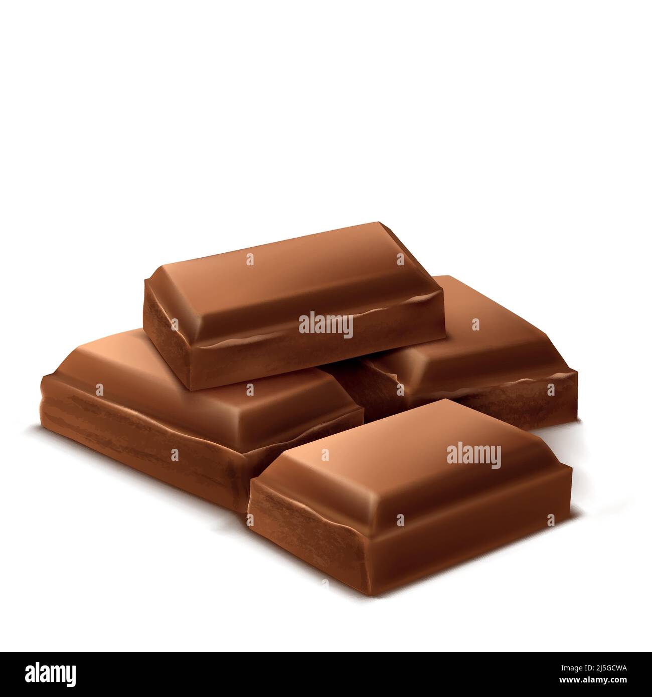 Vector 3d realistic chocolate pieces. Brown delicious bars for ...