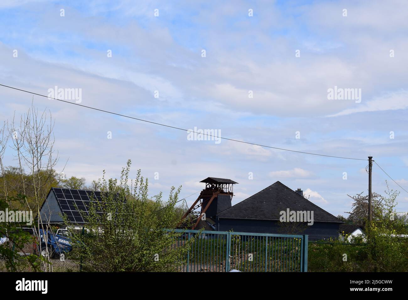 solar panels next to an old mine Stock Photo - Alamy