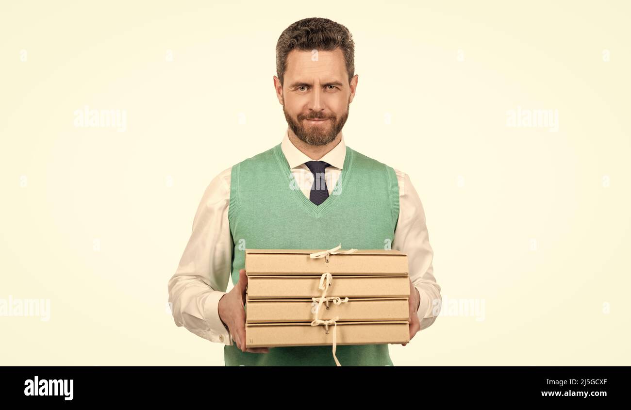 successful man preparing project. ceo with documents. mature boss with ...