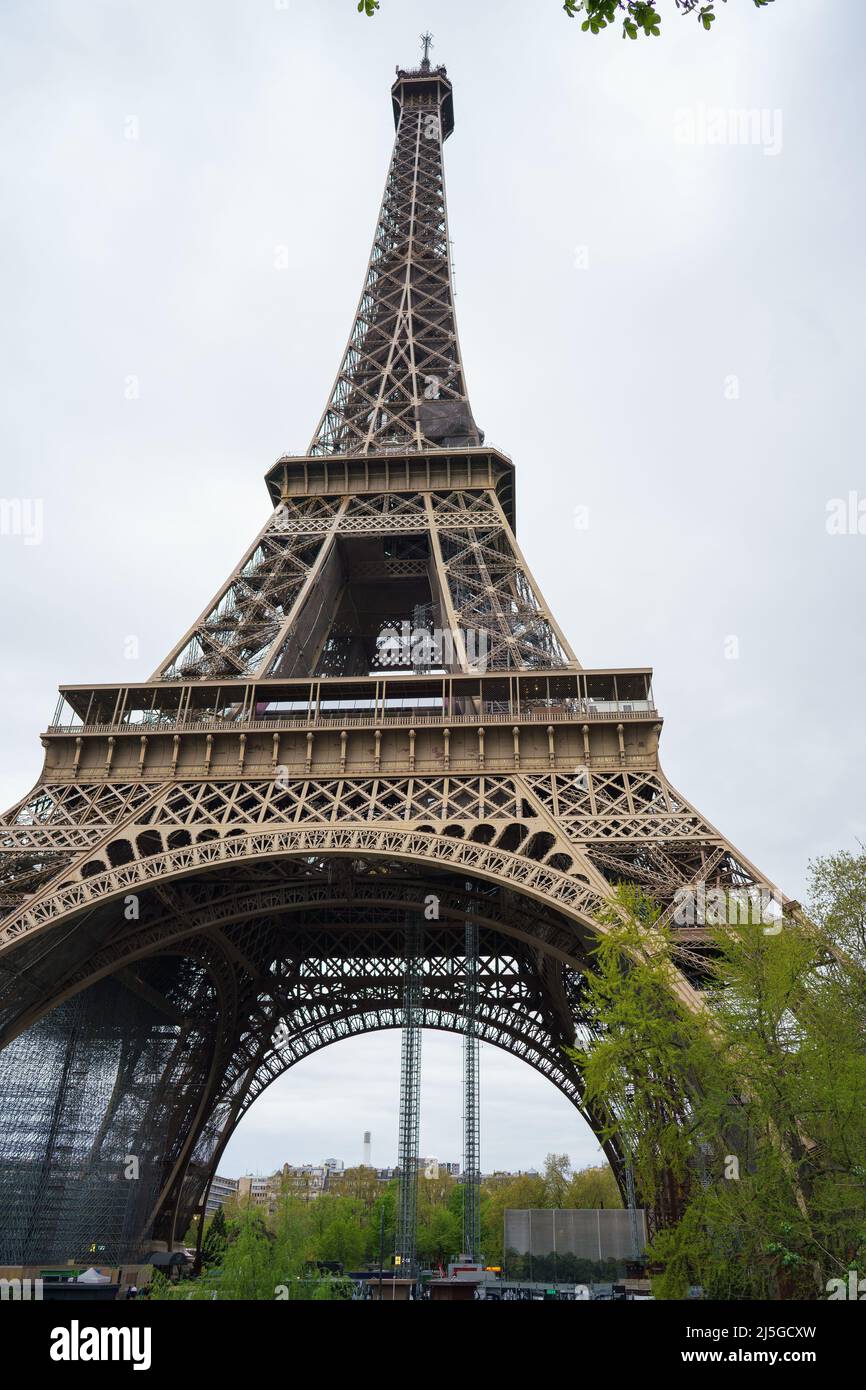 A view of the Eiffel tower in Paris. The Eiffel Tower is a structure ...