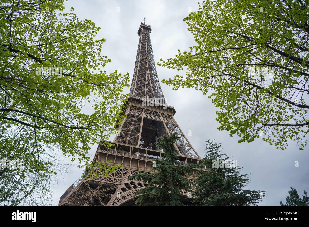 A view of the Eiffel tower in Paris. The Eiffel Tower is a structure ...