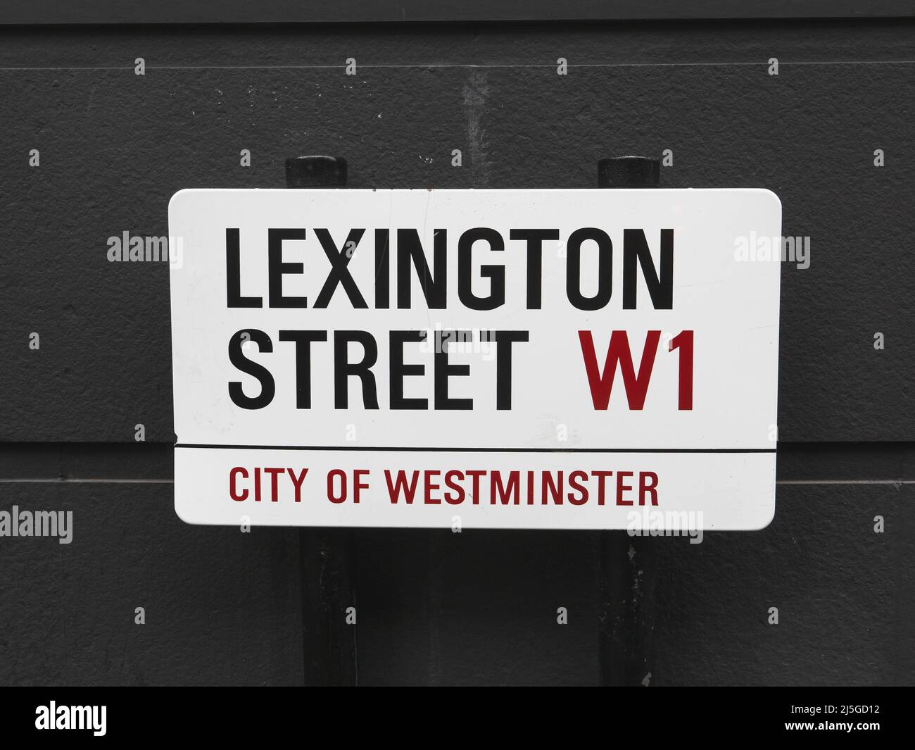 London, UK-02.10.21: Lexington Street name sign, City of Westminster ...
